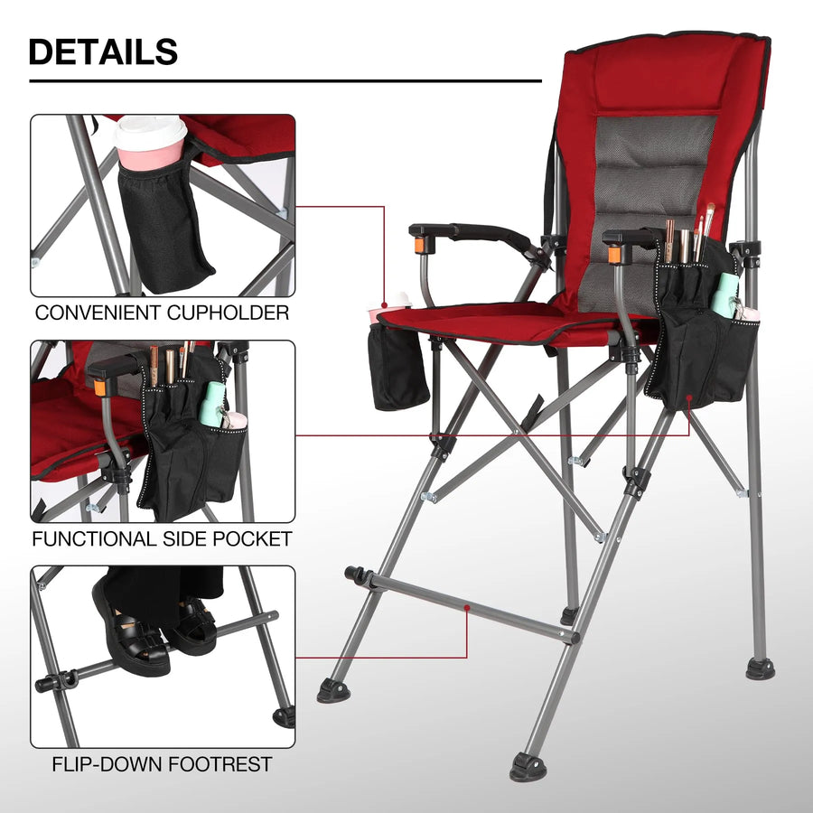 Extra Tall Folding Chair, Bar Height Foldable Director Chairs for ...