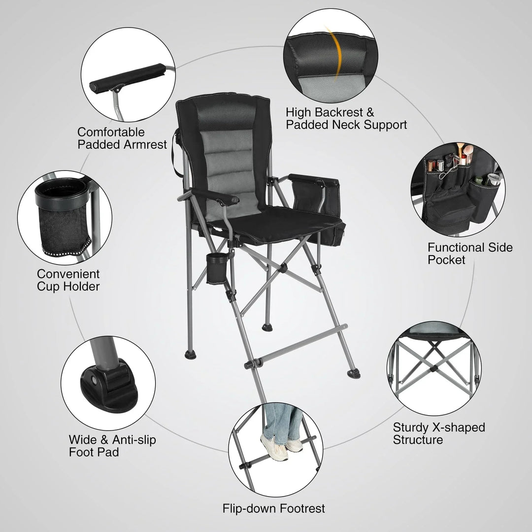 Redcamp Extra Tall Folding Chair, Bar Height Foldable Director Chairs ...