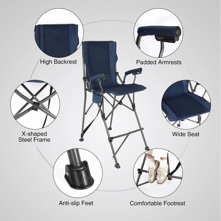Extra Tall Folding Chair, Bar Height Foldable Director Chairs for Adul ...