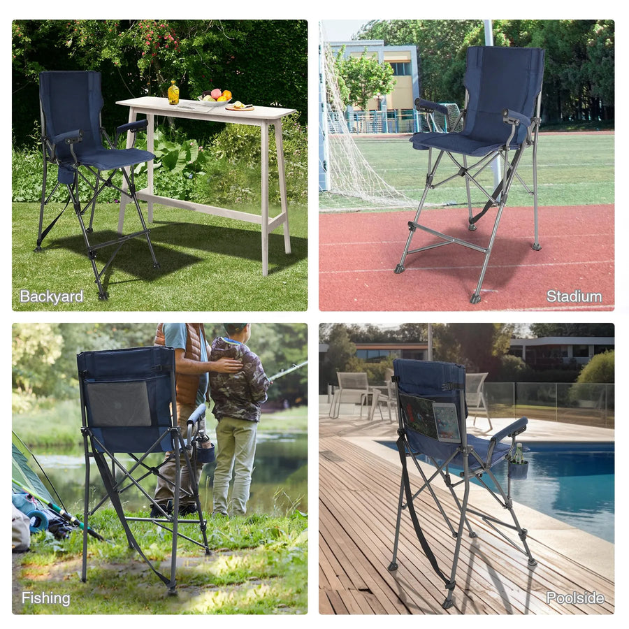Extra Tall Folding Chair, Bar Height Foldable Director Chairs for Adul ...