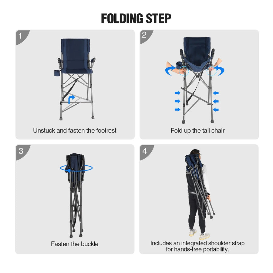 Extra Tall Folding Chair, Bar Height Foldable Director Chairs for ...